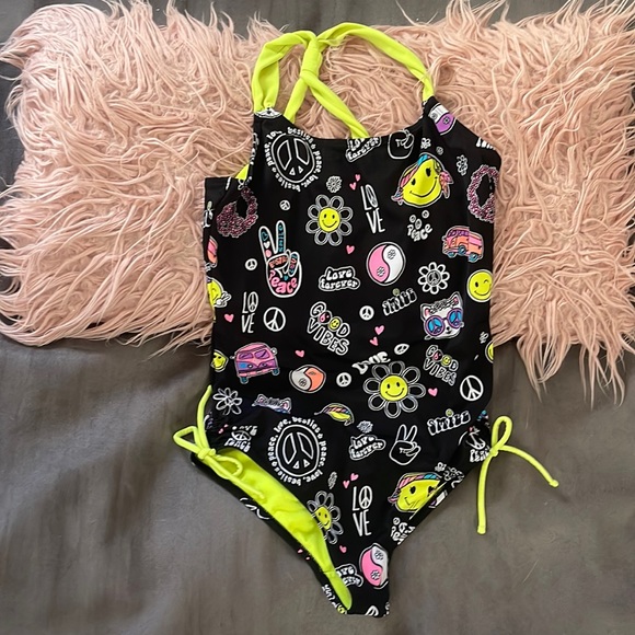Justice | Swim | Justice One Piece Good Vibessmile Swimsuit Black And ...